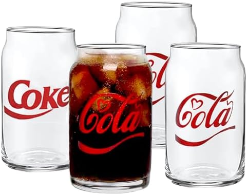 Amazon.com: Coca-Cola Can-Shaped Red Glass Cup | Glassware For Sodas ...