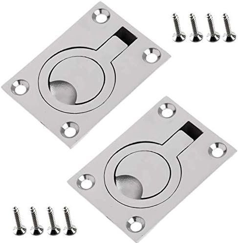 Bestgle 2 Pack Flush Ring Pulls Handle, Stainless Steel Hidden Recessed ...
