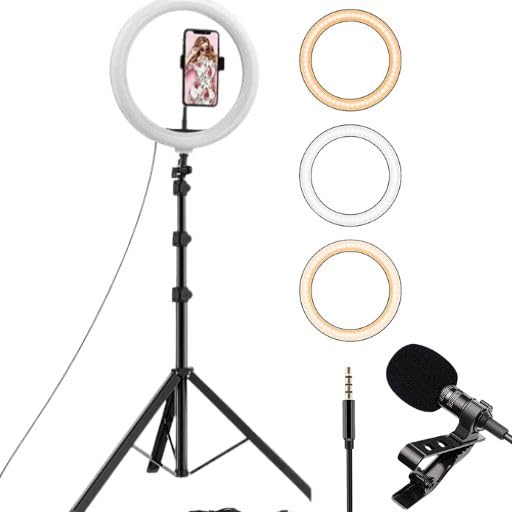 10 Inches LED Ring Light with Mic Condenser for YouTube, Bluetooth ...