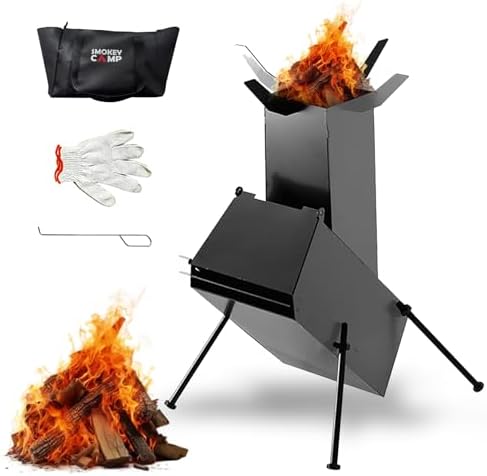 Amazon.com: Rocket Stove for Camping Heavy Duty Wood Burning Stove with ...