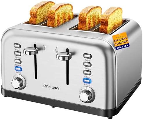 Amazon.com: RAMJOY Toaster 4 Slice, Dual Independent Controls, Extra ...