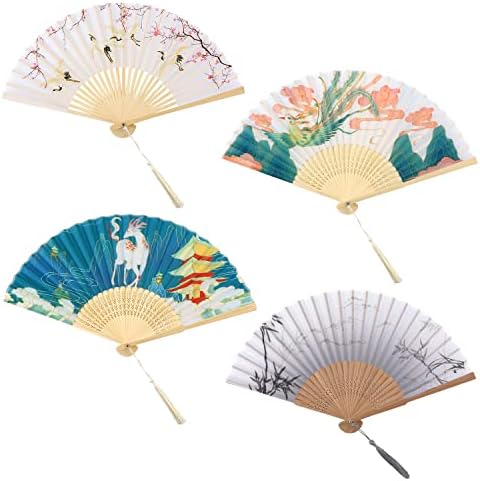 Amazon.com: Chinese Folding Fan, 4pcs Vintage Folding Handheld Fan ...