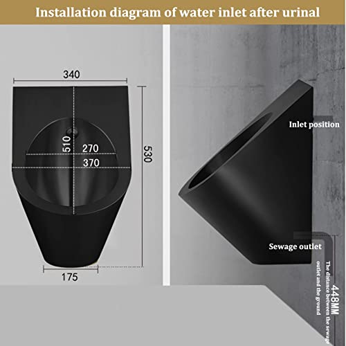 Men's Commercial Flushing Urinal, Stainless Steel High-Efficiency Wall ...