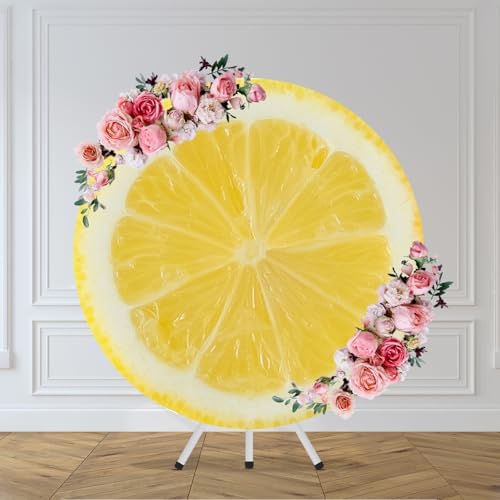 Amazon.com : CHNYWORK 6x6ft Lemon Slice Round Backdrop Cover Fresh ...