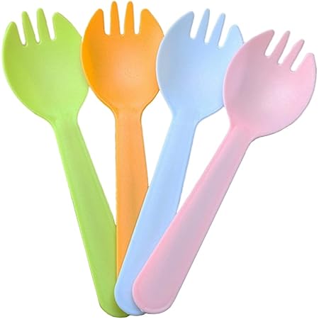 Amazon.com: Individually Wrapped Disposable Spork, 100PCS Eco-Friendly ...