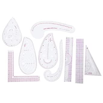 9pcs Pattern Sewing Rulers Set, French Metric Ruler Plastic Sew French ...
