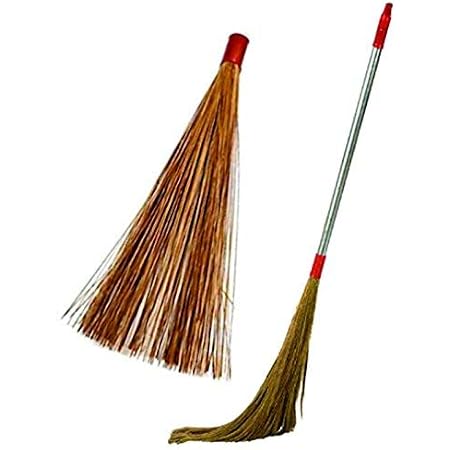 Uva World Bamboo Broom Stick with Steel Handle and Natural Coconut ...