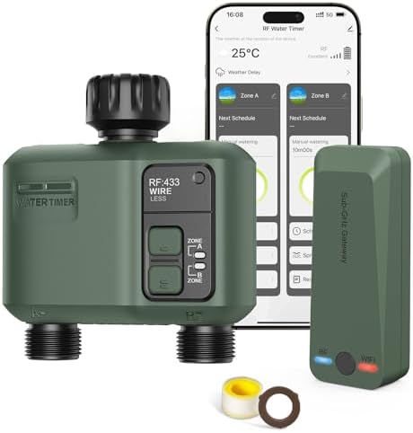 Amazon.com : WiFi Water Timer 2 Zone for Garden Hose, Smart Sprinkler ...