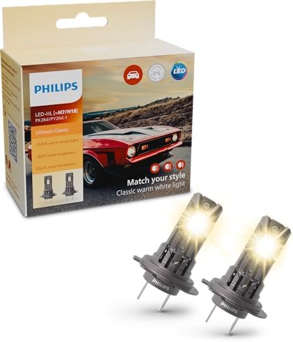 Philips Ultinon Classic LED car headlight bulb (H7/H18), 3.500K warm ...
