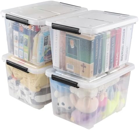 Amazon.com - Sterilite 6-Pack Stackable Storage Bin with Lid, Clear ...