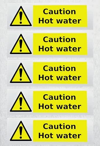 Caution Hot Water Warning Sticker Pack of 5 Waterproof Outdoor Vinyl ...