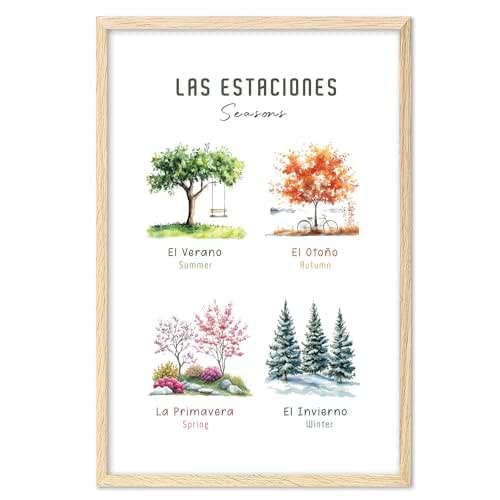 Amazon.com: LUKIPUART Las Estaciones Del Año Poster, Spanish Classroom ...