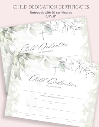 Child Dedication Certificates for Church: Notebook with 20 Modern ...