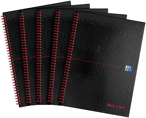 Oxford Black n' Red A4 Notebook, Glossy Hardback Wirebound, 140 pages ...