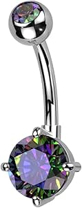 Amazon.com: Pierced Owl 14GA ASTM F-136 Implant Grade Titanium Prong Set CZ Crystal Belly Button ...