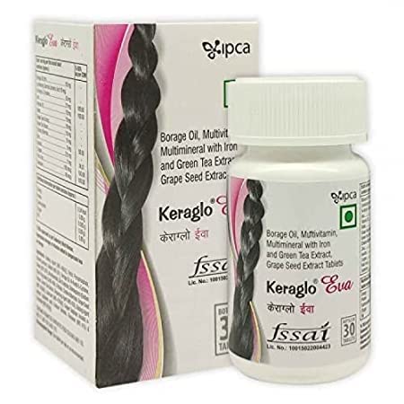 IPCA Keraglo Eva Bottle Of 30 Tablets For Woman Hair Fall Treatment ...