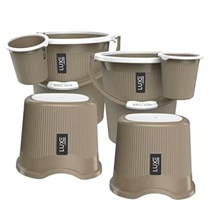 KOLORR Luxe Bathroom Set (Bucket 25L x 2) + (Mug 1.5L x 2) + (Luxe ...