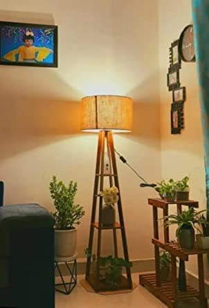 Tripod Wood Floor Lamp Stand with Jute Shade for Living Room Corner ...