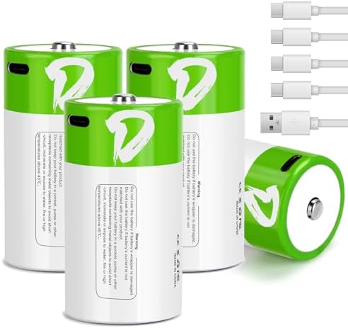 Amazon.com: wowpower Rechargeable Lithium D Cell Batteries 7500mWh with ...