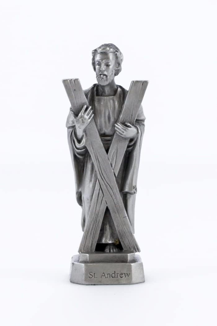 Amazon.com: Pewter Catholic Saint St Andrew Statue with Laminated ...