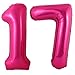 Amazon.com: 40 Inch Hot Pink 17 Number Balloons Giant 17 Balloons Hot ...