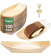 Amazon.com: Suwodpak 100-Pack Wooden Disposable Plates 5 IN Boat Plates ...