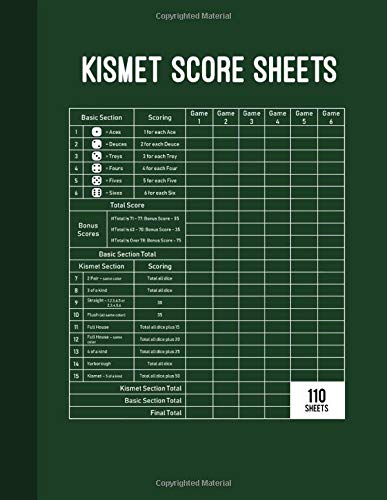 Kismet Score Sheets: Kismet Score Card, Kismet Score Pads, Kismet ...