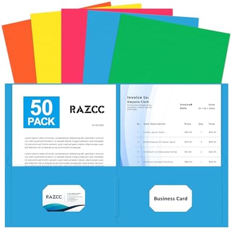 Amazon.com : Two Pocket Folders, RAZCC 50 Pack File Folders with ...
