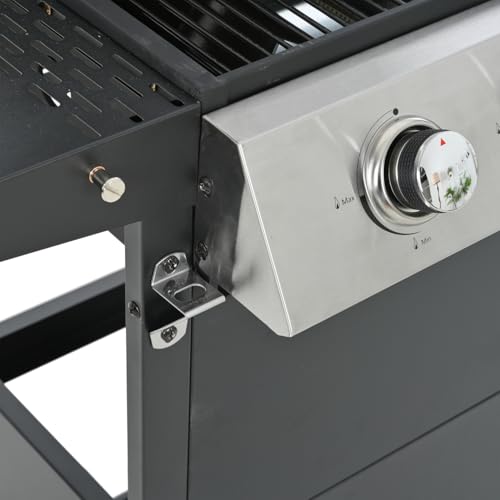 4 Burner BBQ Gas Grill, Propane Grill with Side Shelves and Wheels, 34000 BTU Output Barbecue ...