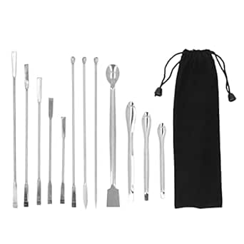 12 Pieces Laboratory Spatula Stainless Steel Lab Spatula Micro Scoop ...