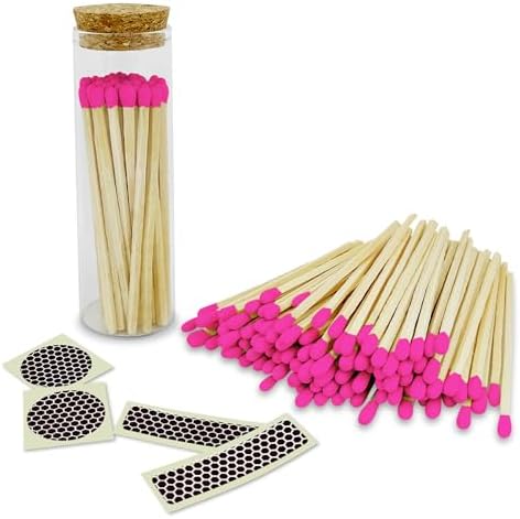 Amazon.com: 4" Pink Matches in a Jar + Striker Stickers Included | 100 ...