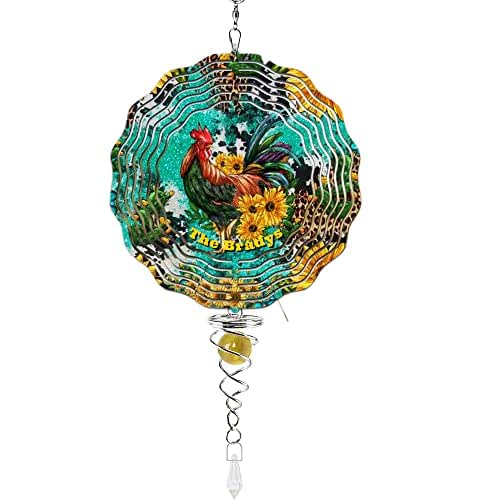 Amazon.com: Rooster Swirly Metal Wind Spinner Personalized, Yard ...