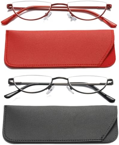 Amazon.com: COVESATO Half Frame Reading Glasses, Half Metal Moon ...