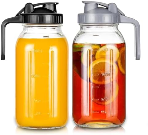 Amazon.com: 4 Pack 64 oz Mason Jar Pitchers - Sun Tea Pitchers, Wide ...