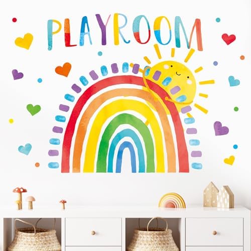 Amazon.com: decalmile Boho Sun Wall Decals Half Sun Watercolor Rainbow ...