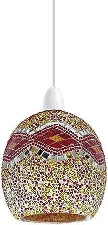 Vintage Mosaic Glass Crackle Globe Ceiling Hanging Pendant Light Shade ...