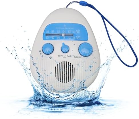 Amazon.com: AM FM Shower Radio Built in Speaker, Hanging Bathroom Radio ...