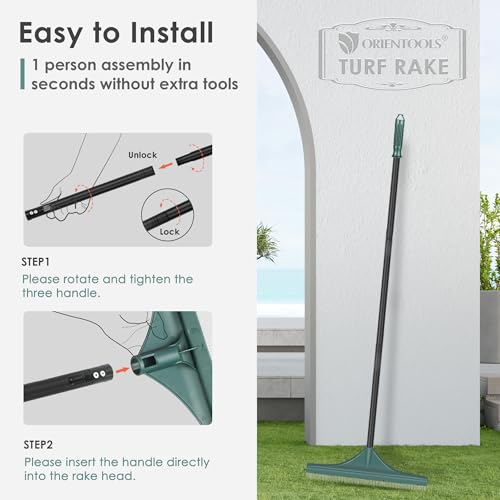 ORIENTOOLS Grass Rake for Artificial Grass, Turf Rake Artificial Lawn ...