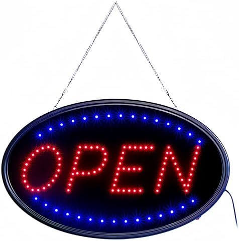 Amazon.com : Neon Open Sign, LED Open Sign for Business, 19"x10" Storefront LED Light up Display ...