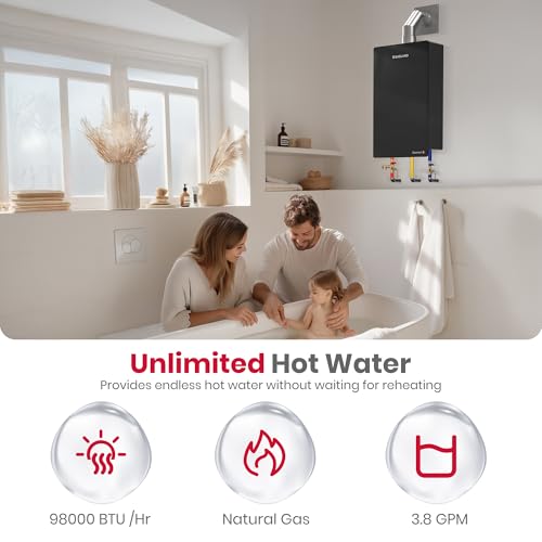 Natural Gas Tankless Gas Water Heater, GASLAND CE360NG Up to 3.8 GPM ...