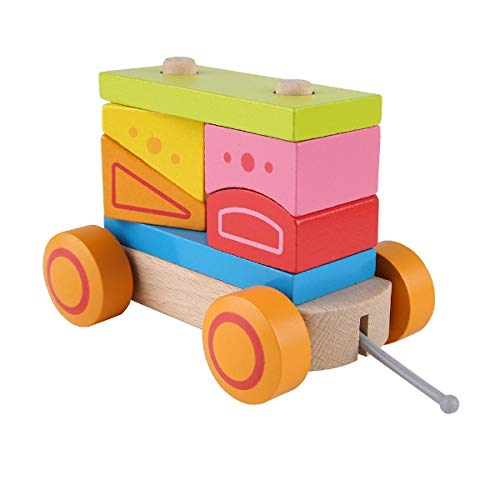 Hape Fantasia Building Blocks Toddler Push and Pull Train Set L: 15.9 ...