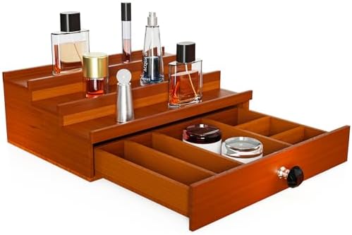 Wooden Cologne Organizer 3-Tier Cologne Display with Drawer, Display ...
