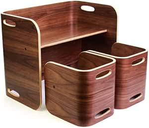 Amazon.co.jp: 【正規品】ホップル(HOPPL) コロコロチェア&デスク3点セット CL-3set-BWL ブラックウォールナット ウォールナット材 66X40X52cm ...