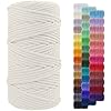 LEREATI Macrame Cord 5mm x 100m, Thick Macrame Rope Yarn Natural Cotton ...