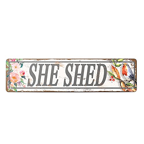 She Shed Sign Outdoor Decorations Rustic Decorative Plaque Tin Vintage ...