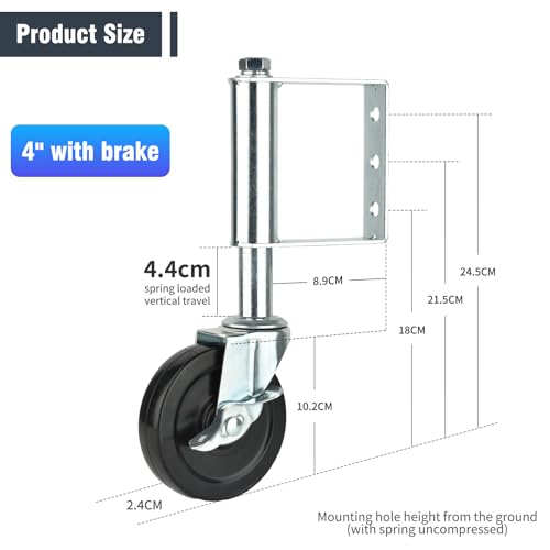 2Pcs Gate Wheel Heavy Duty Spring Loaded Gate Wheel 100mm (4 inch ...