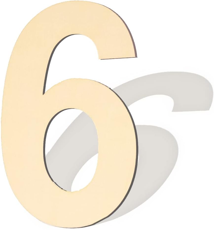 15 Inch Large Wooden Numbers 6, Blank Wood Number 6, Big Unfinished ...