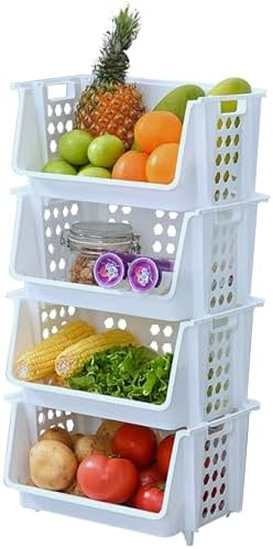 Amazon.com: Skywin Plastic Stackable Storage Bins - 4 Pack Open Front ...