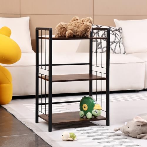 Amazon.com: Homsorout End Table Small Bookshelf - 3-Tier Wood Storage ...