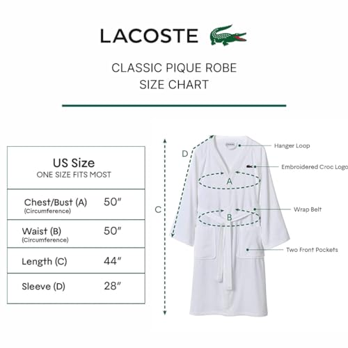 Snapklik.com : Lacoste Classic Pique 100% Cotton Bath Robe For Men & Women
